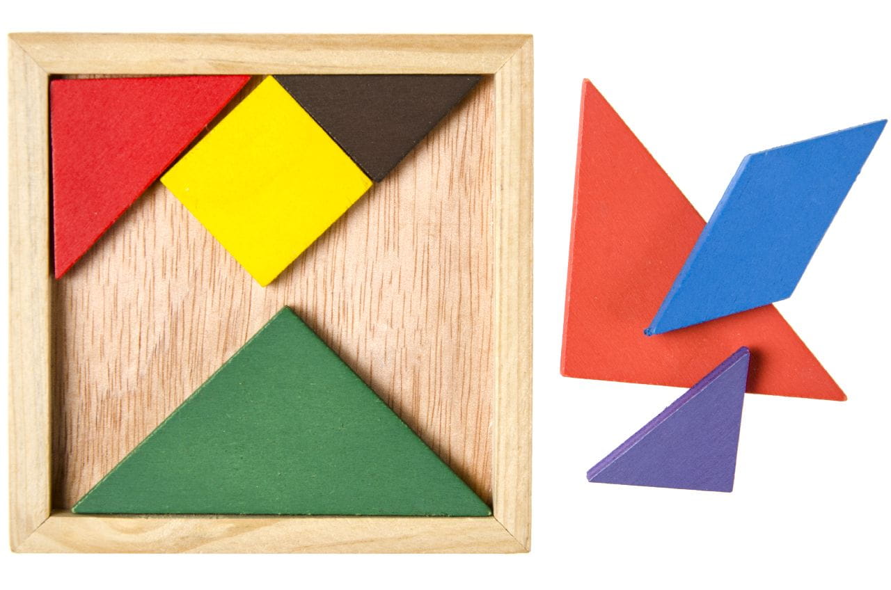 Drewniana układanka puzzle tangram Klocki logiczne - Gadżetarnia